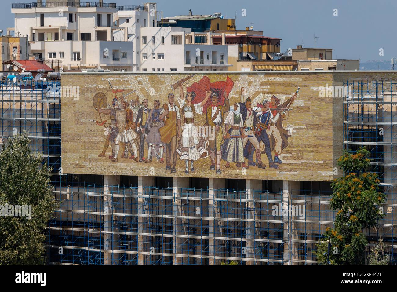 historical National History Museum of Albania with the large mural ...
