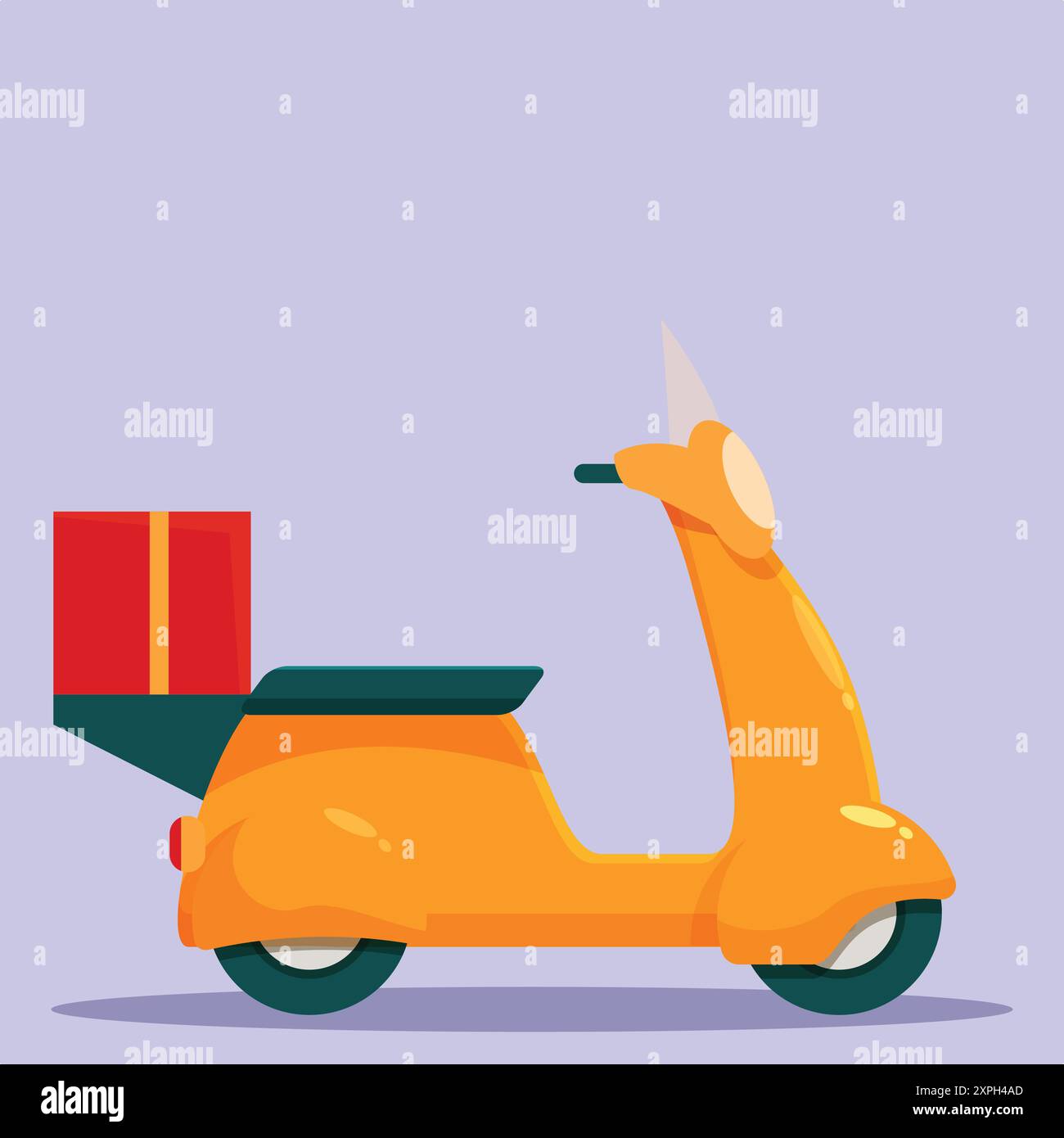 Yellow delivery scooter carrying a gift box, representing online ...