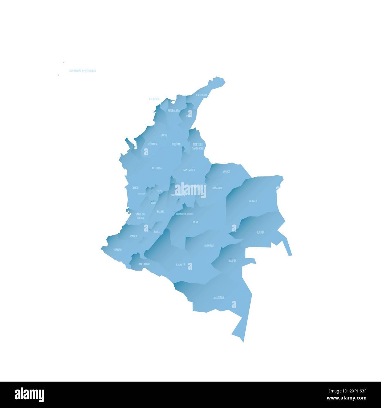Political map of colombia departments hi-res stock photography and ...