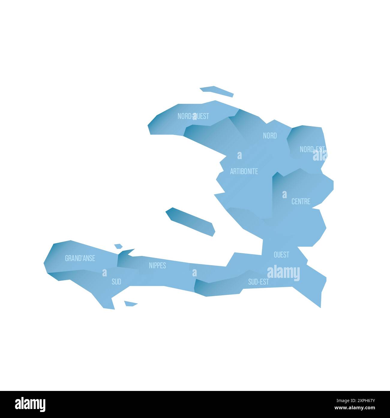 Haiti political map of administrative divisions - departments. Shaded ...