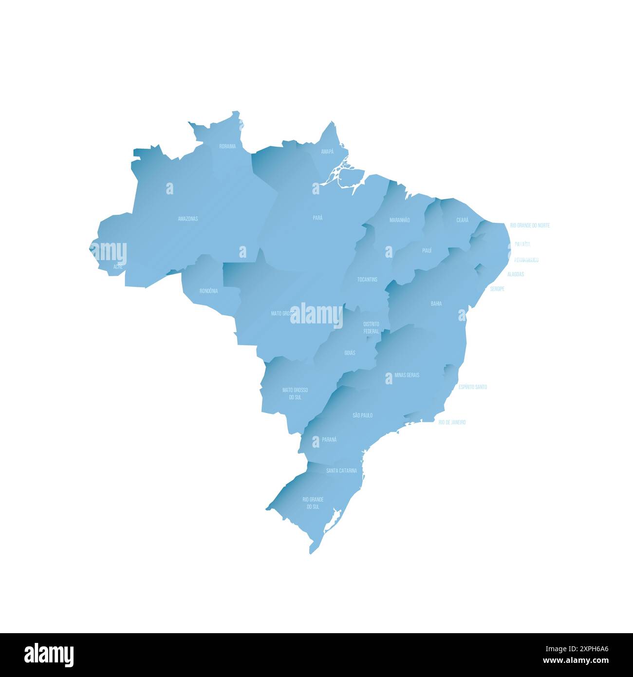 Brazil political map of administrative divisions - Federative units of ...