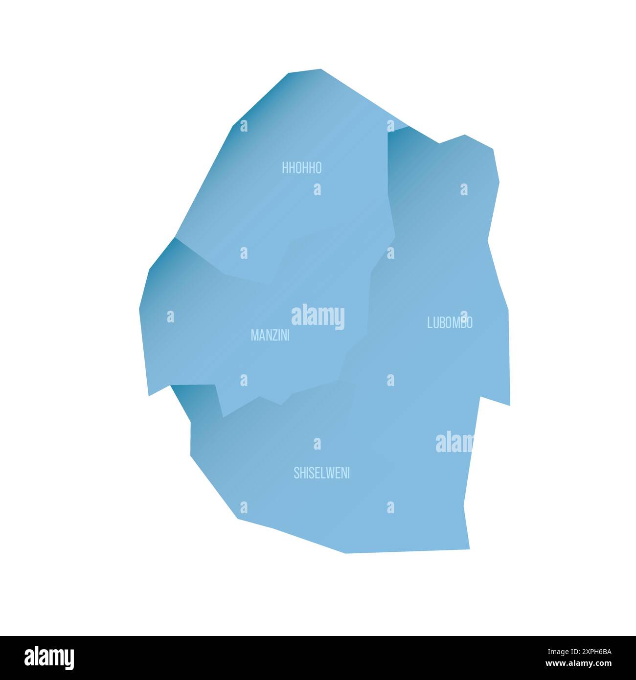 Eswatini political map of administrative divisions - regions. Shaded ...
