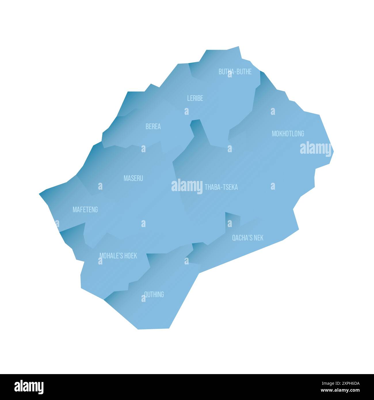 Lesotho political map of administrative divisions - districts. Shaded ...