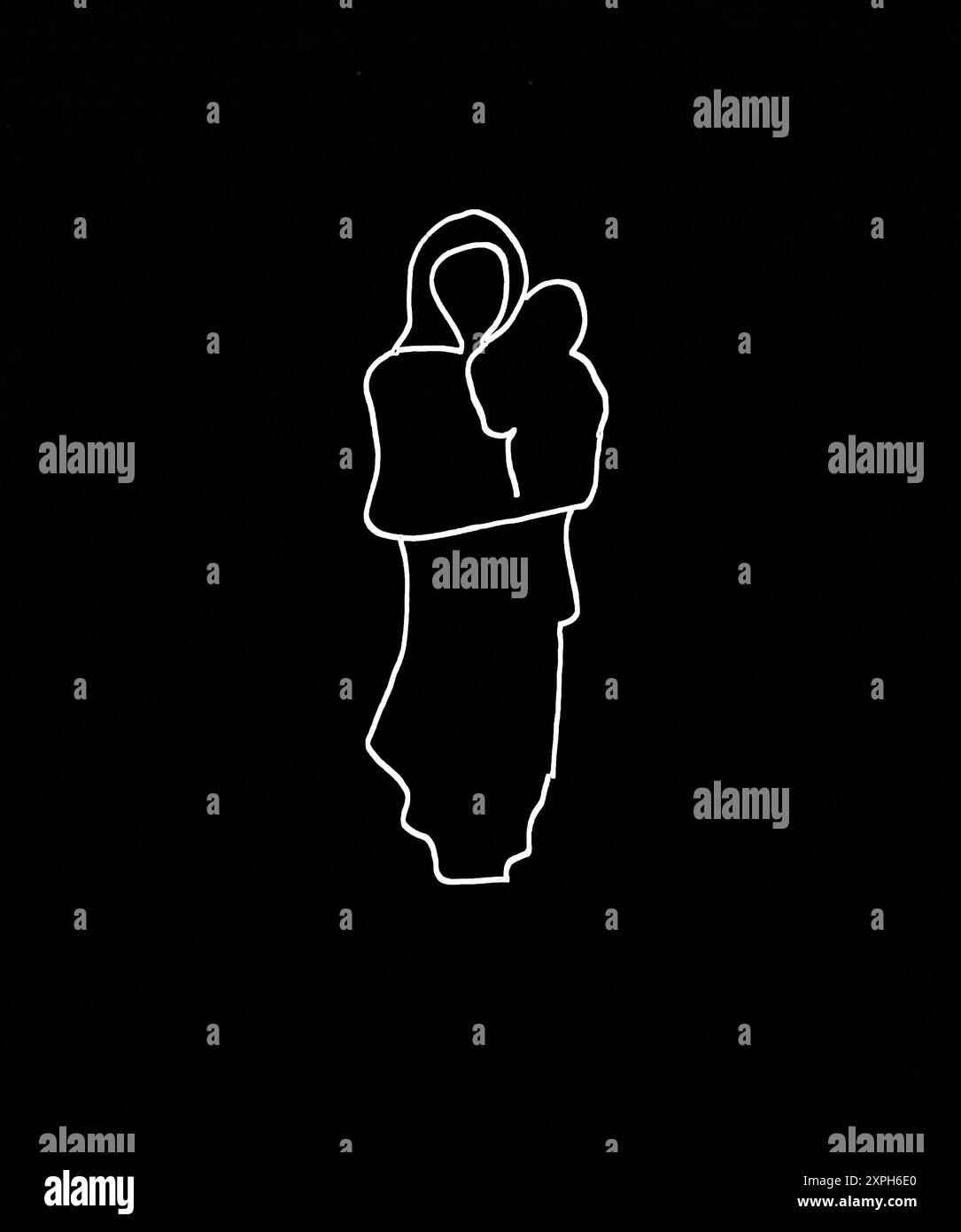 Refugee icon - drawing of the mother with child Stock Photo - Alamy