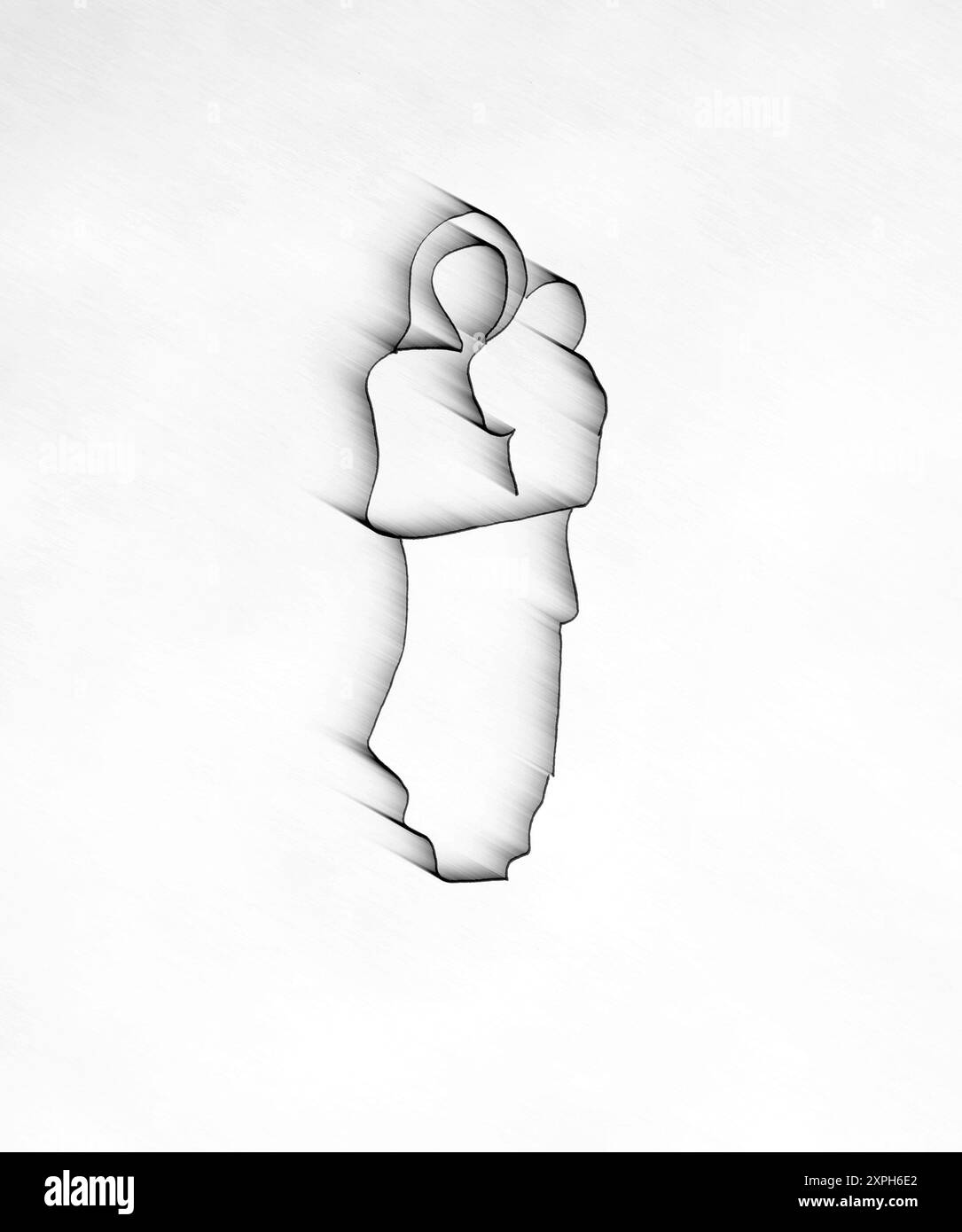 Refugee icon - drawing of the mother with child Stock Photo - Alamy