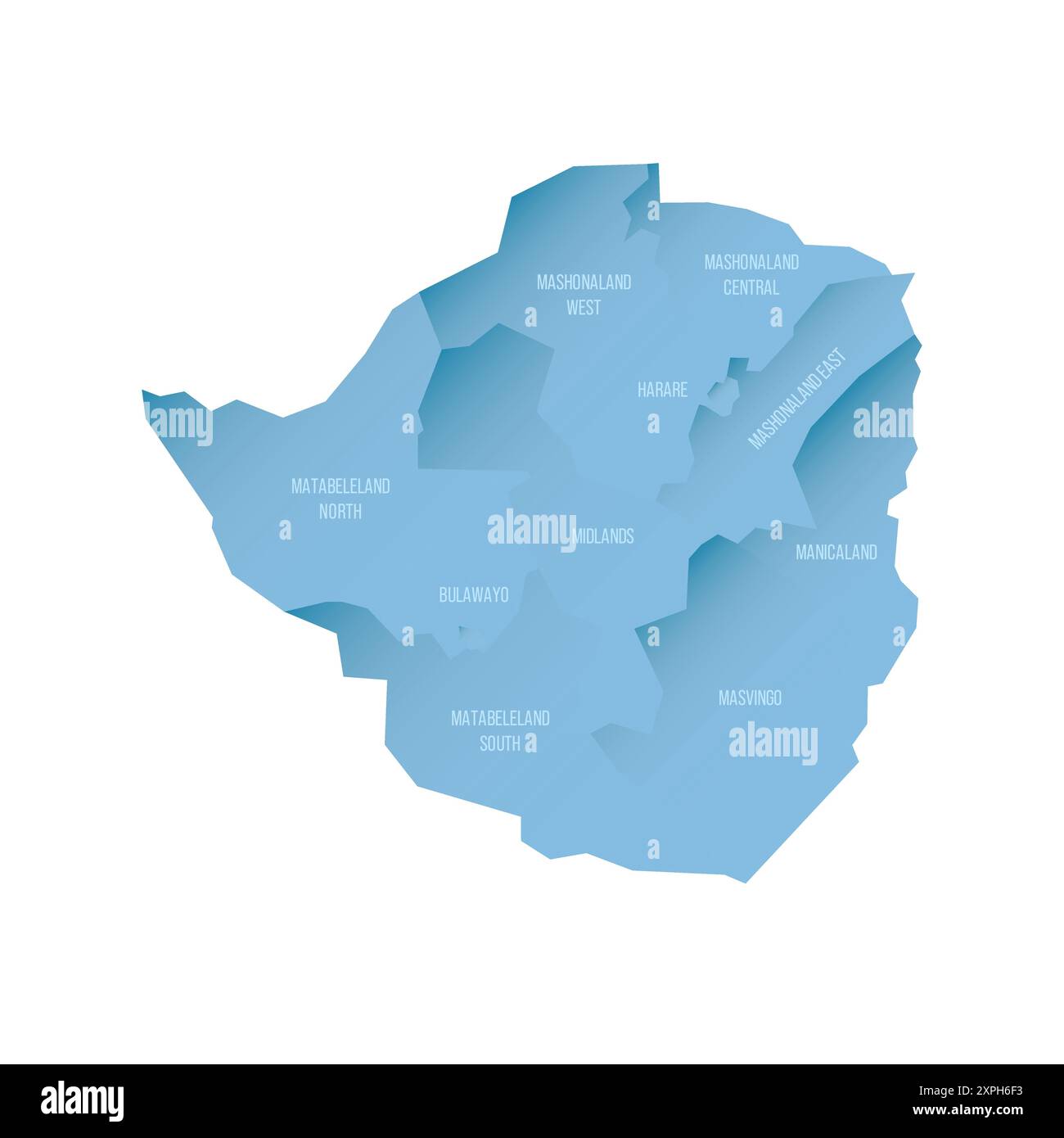 Zimbabwe political map of administrative divisions - provinces. Shaded ...