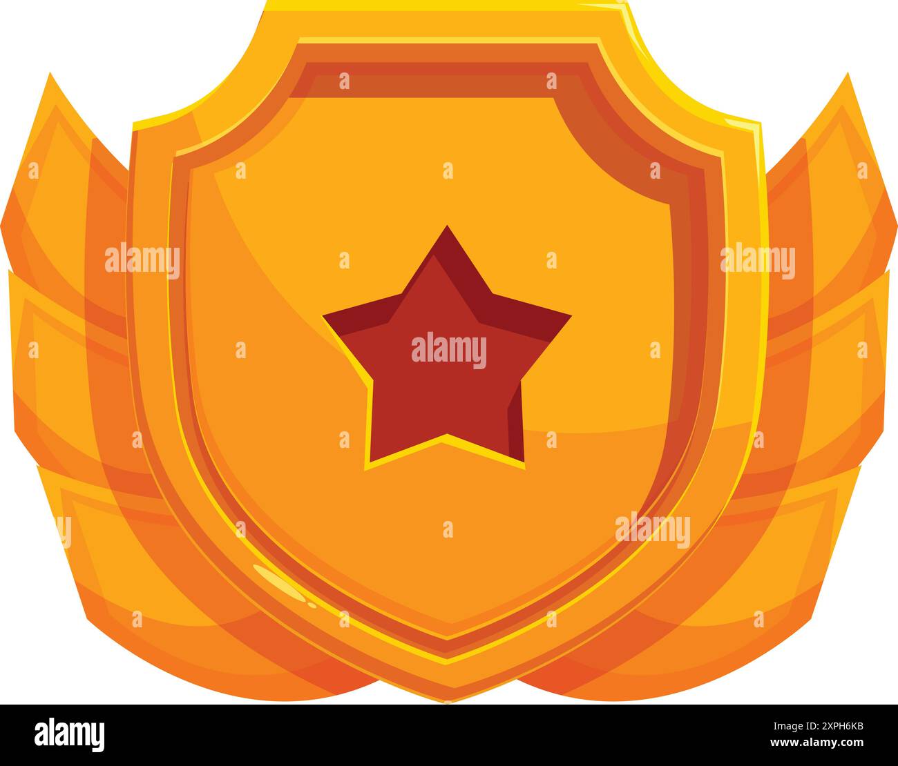 Shiny golden shield with wings and a star is representing success and ...