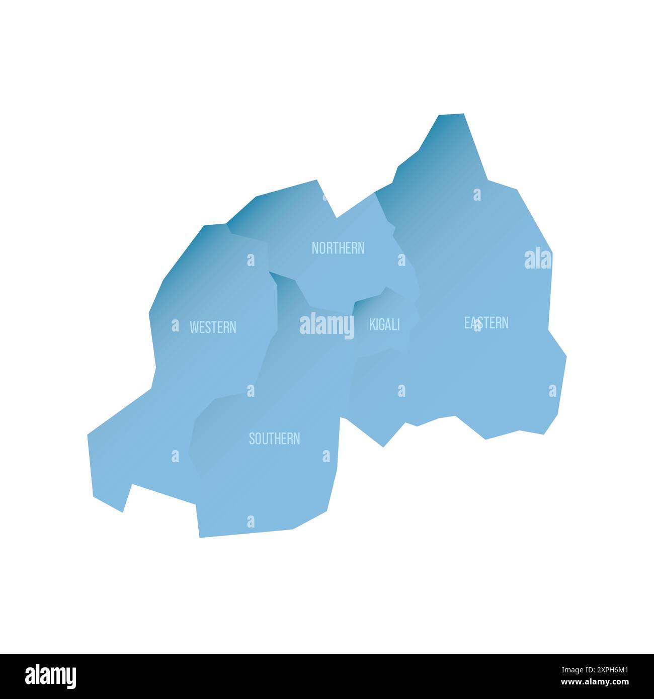 Rwanda political map of administrative divisions - provinces. Shaded ...