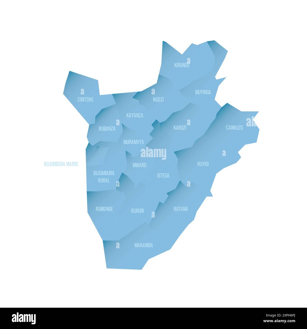 Burundi political map of administrative divisions - provinces. Shaded ...