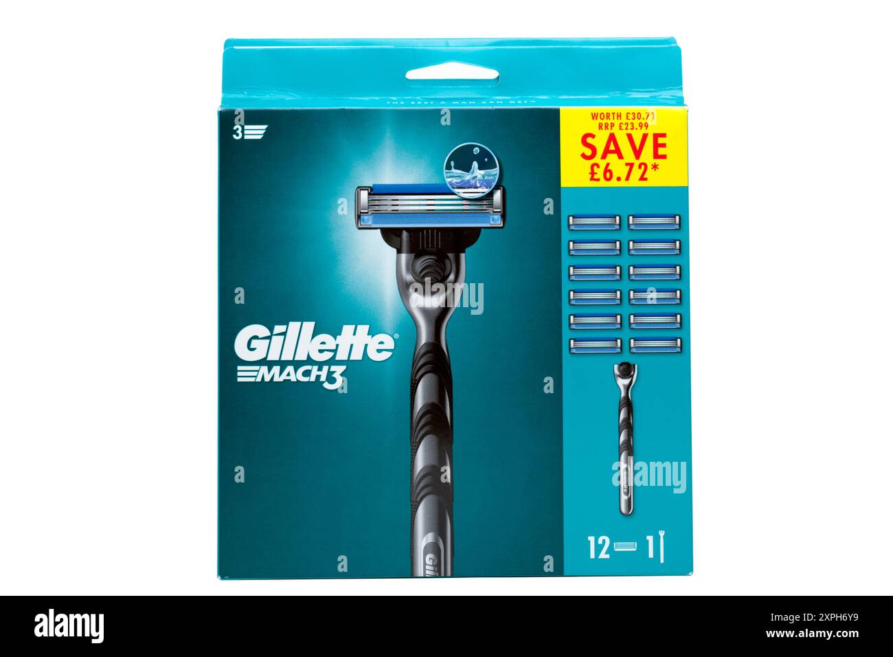 Box containing Gillette Mach3 Razor and 12 razor heads with £6.72 ...