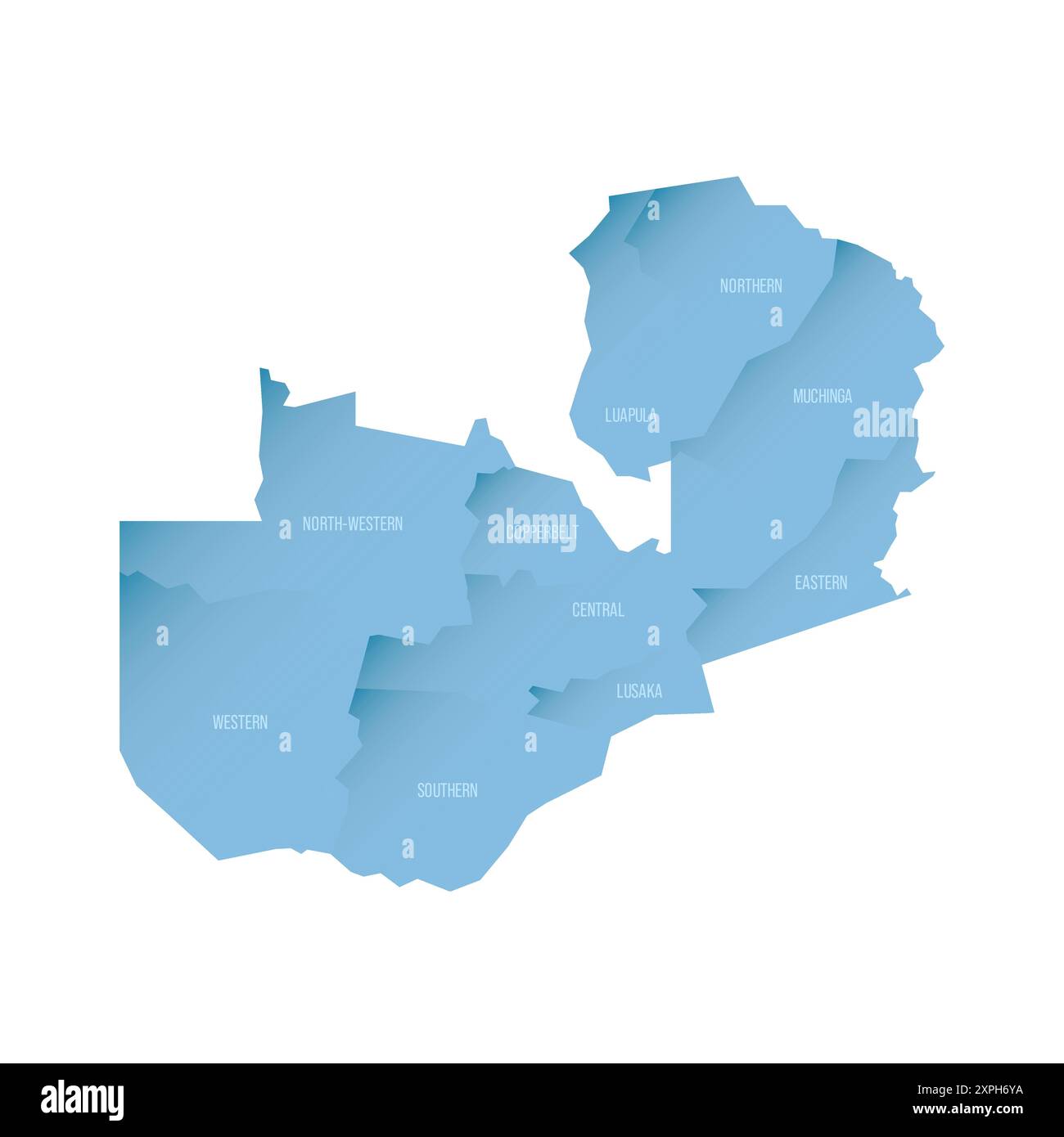 Zambia political map of administrative divisions - provinces. Shaded ...