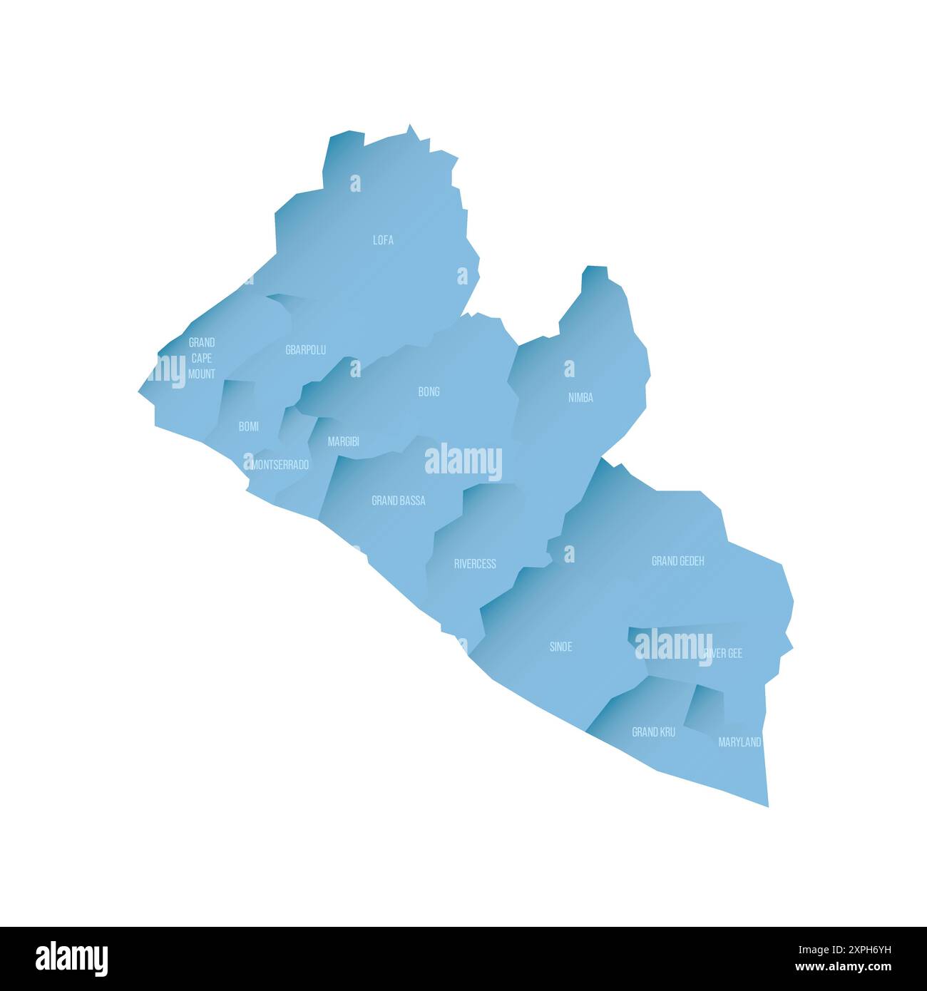 Liberia political map of administrative divisions - counties. Shaded ...