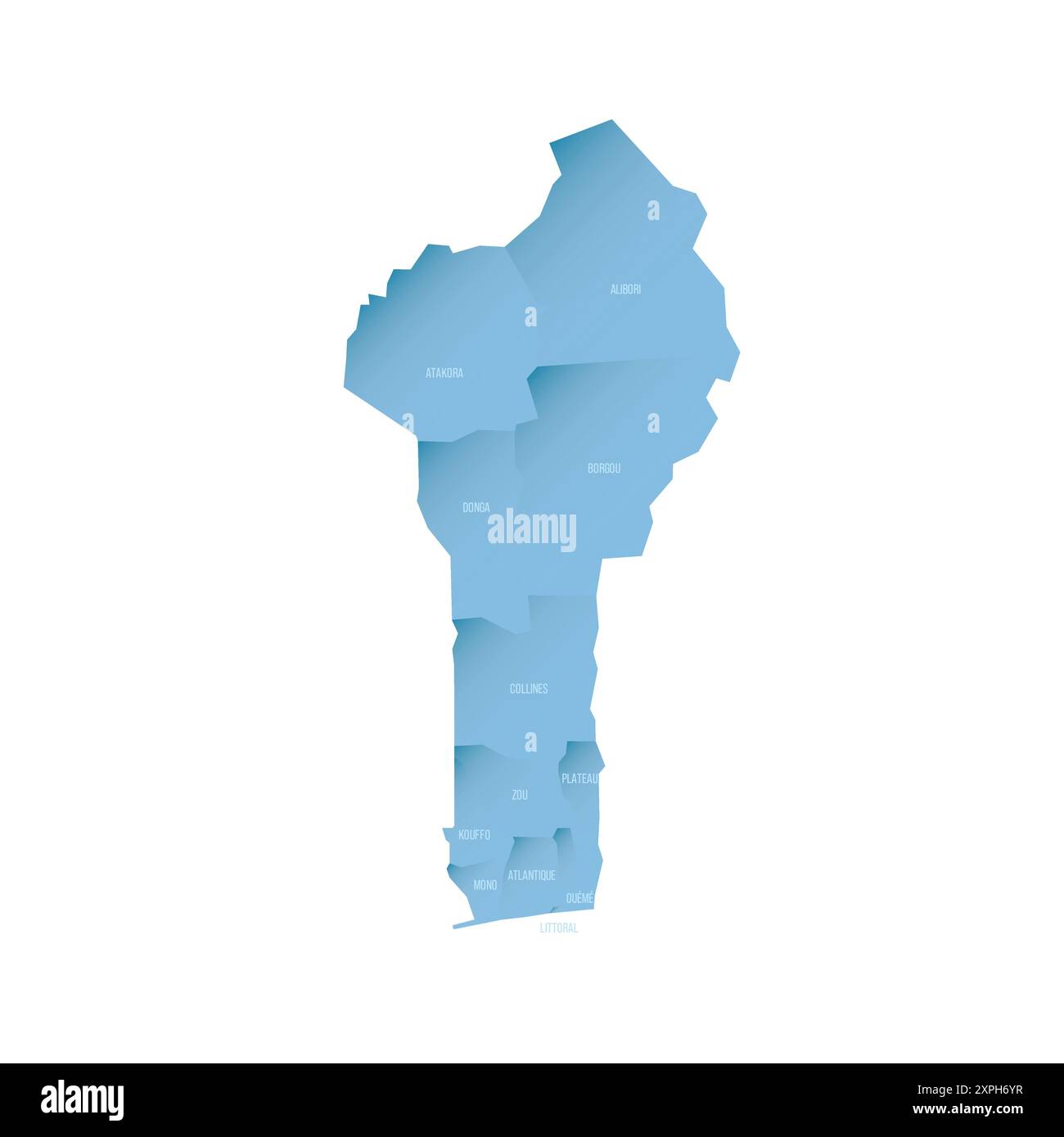 Benin political map of administrative divisions - departments. Shaded ...