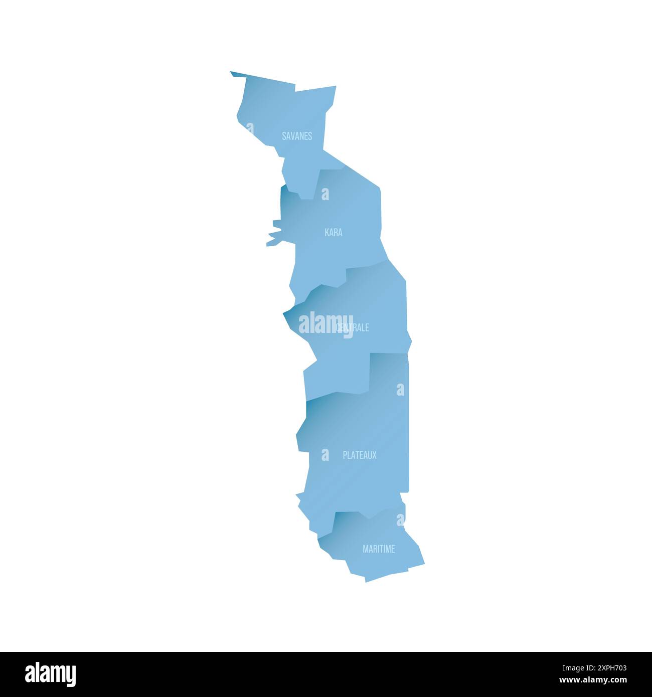 Togo political map of administrative divisions - regions. Shaded vector ...