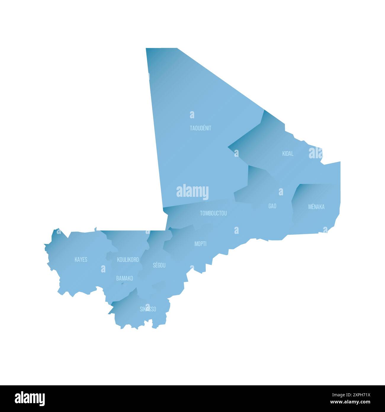 Mali political map of administrative divisions - regions and capital ...