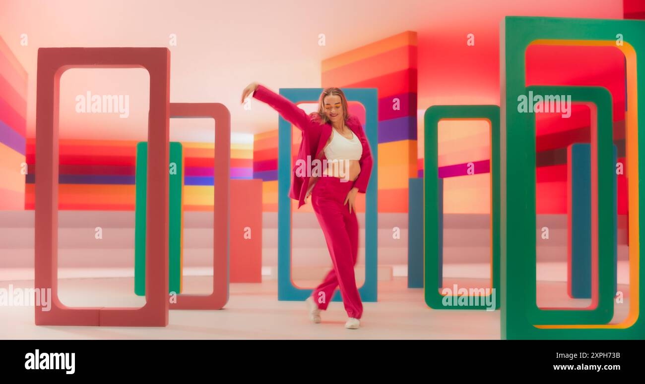 Stylish Professional Female Dancer Performing a Modern Dance Routine in ...