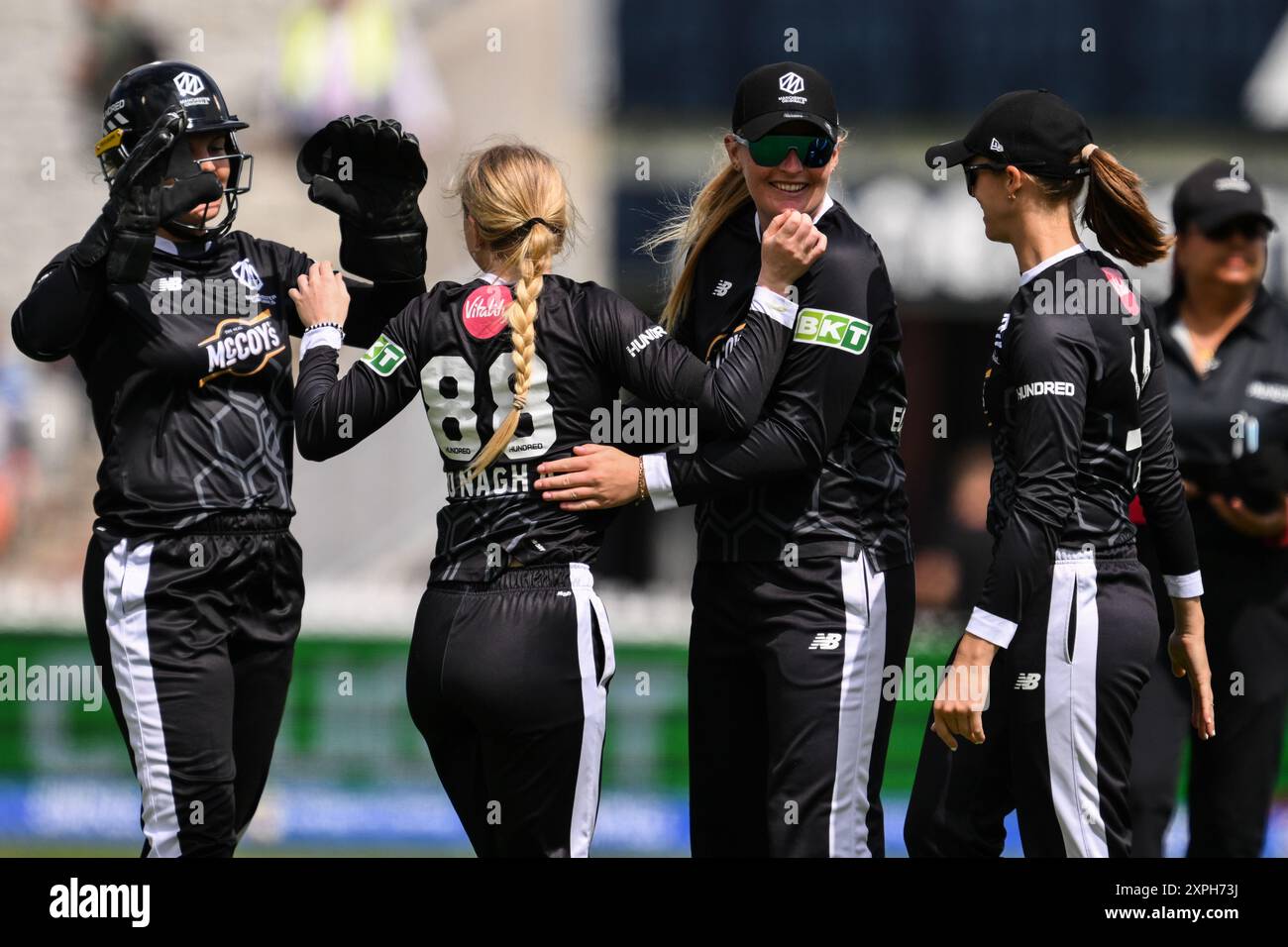 Alice Monaghan of Manchester Orignals celebrates with Sophie Ecclestone ...