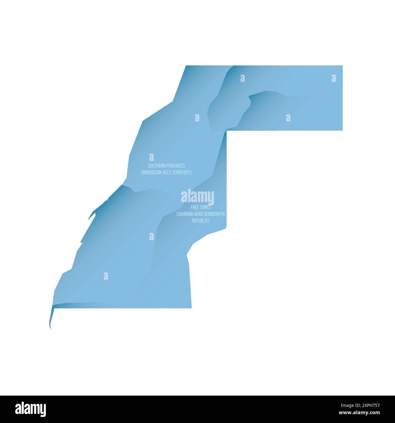 Western map of land divided between Morocco and Sahrawi Arab Democratic ...