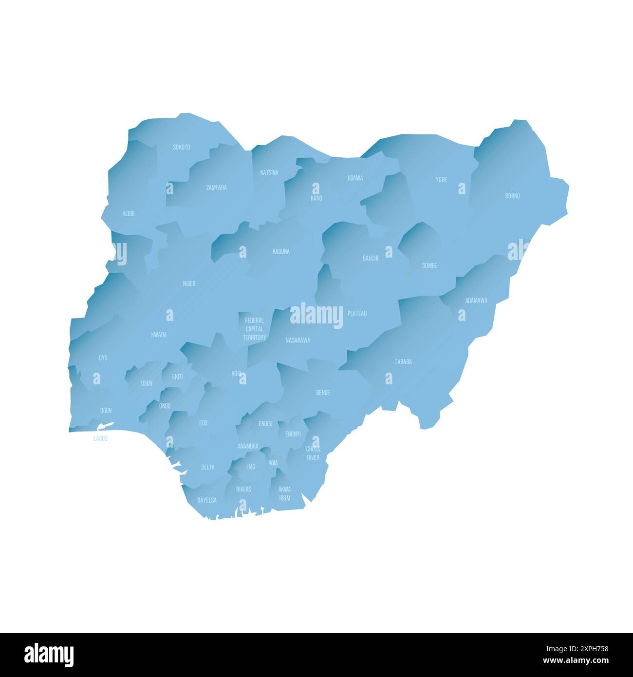 Nigeria political map of administrative divisions - states and federal ...