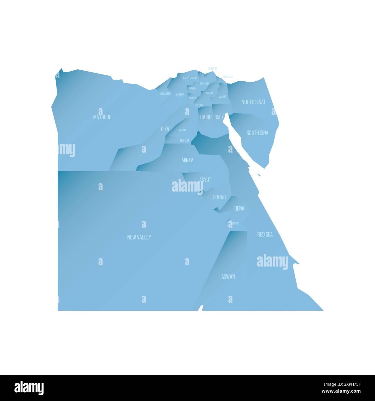 Egypt political map of administrative divisions - governorates. Shaded ...