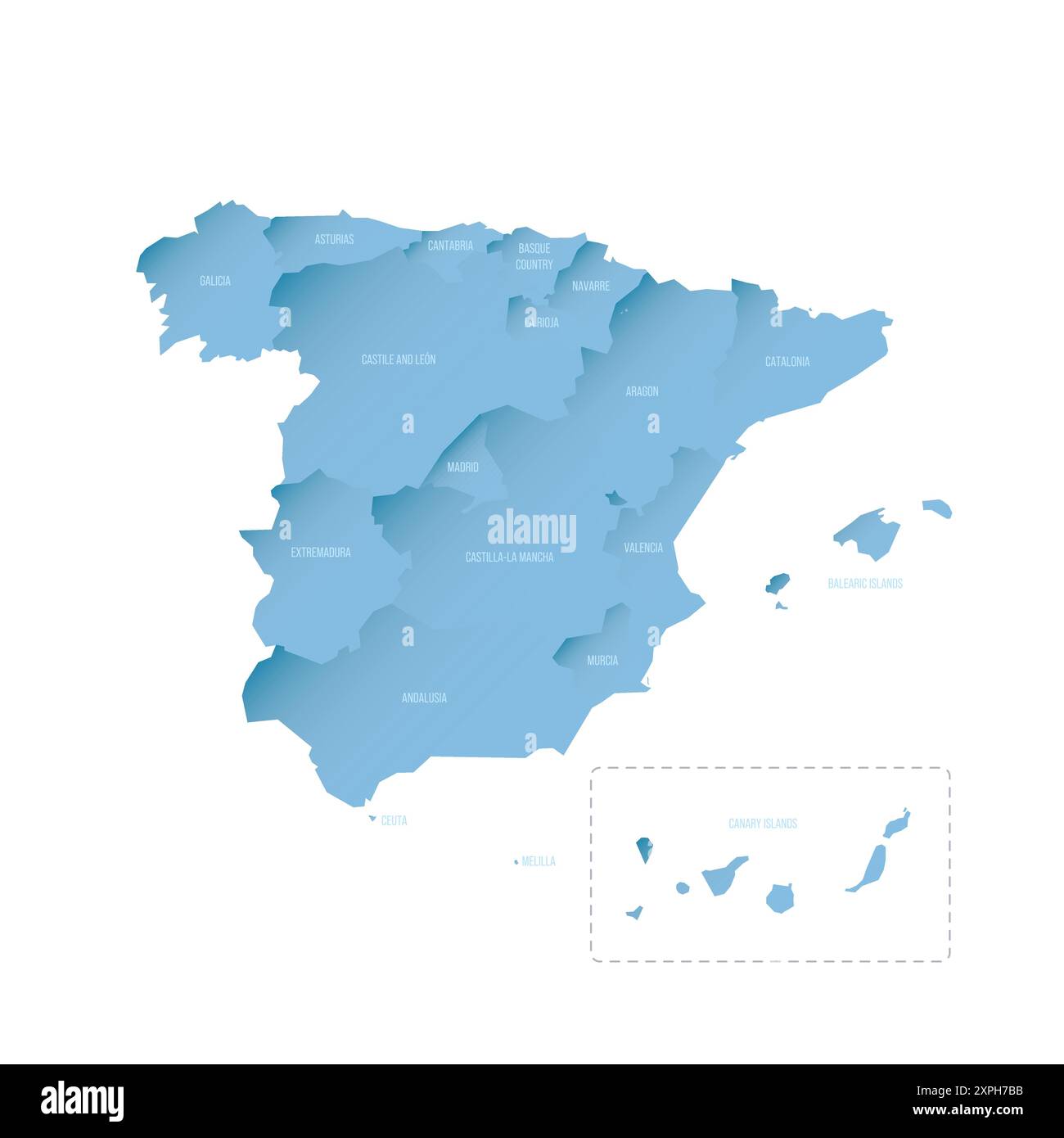 Spain political map of administrative divisions - autonomous communities and autonomous cities ...