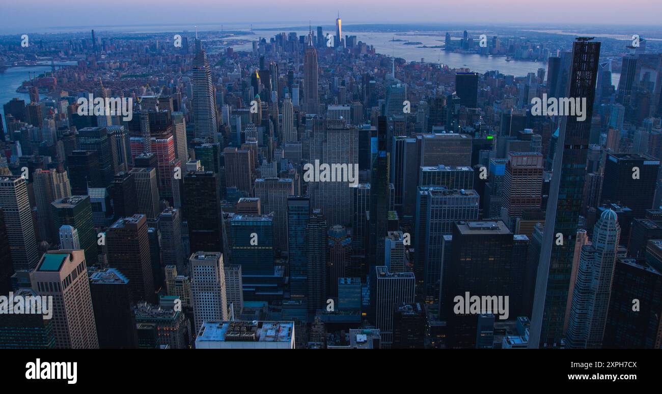 Scenic Aerial New York City View of Lower Manhattan Architecture ...