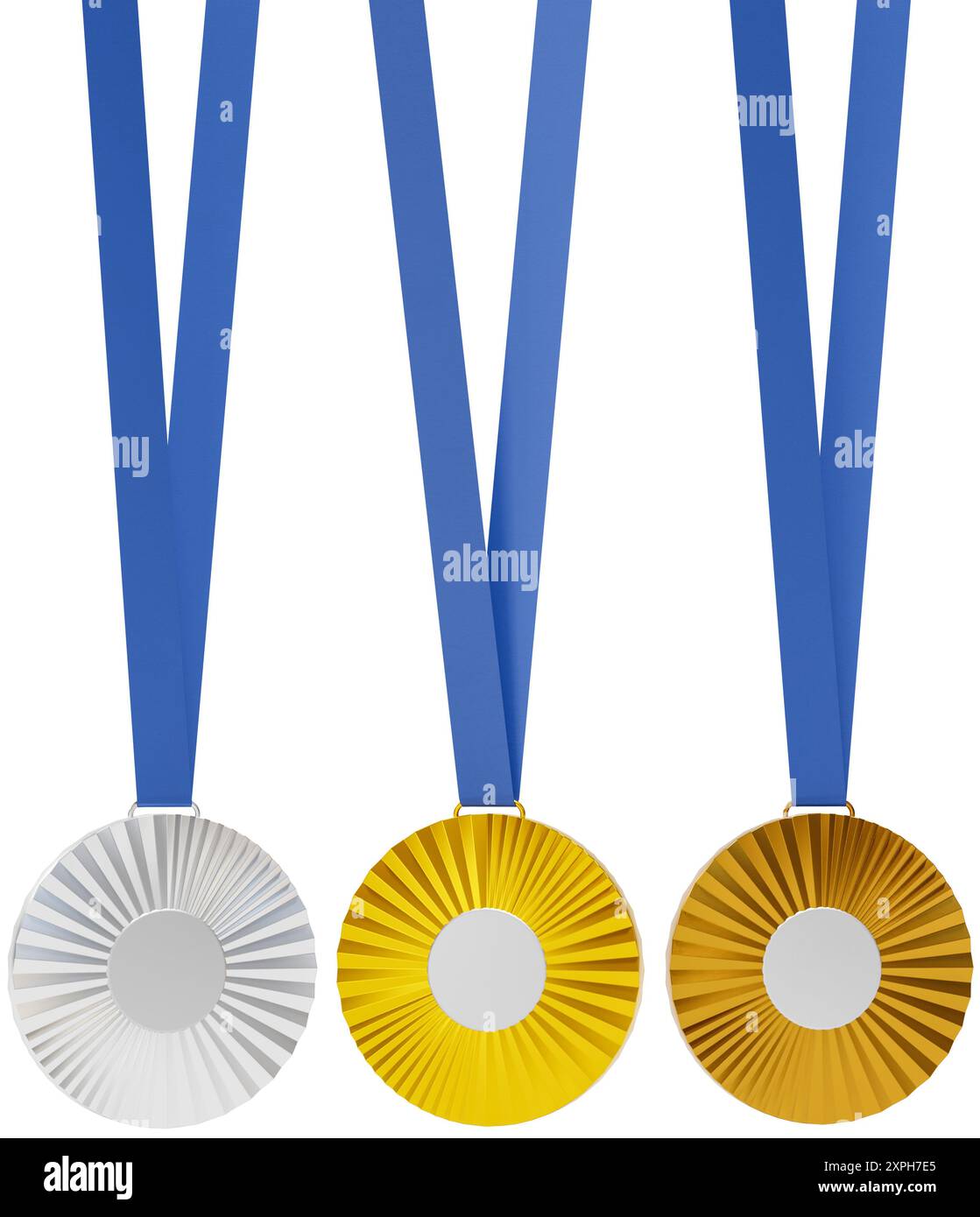 A silver medal, gold medal, bronze medal on pure white background for ...