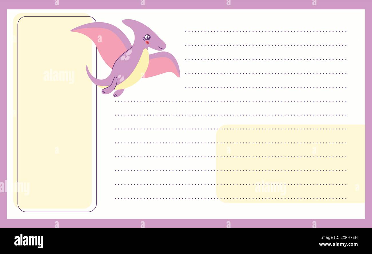Page horizontal template of daily planner design with cute dinosaur ...
