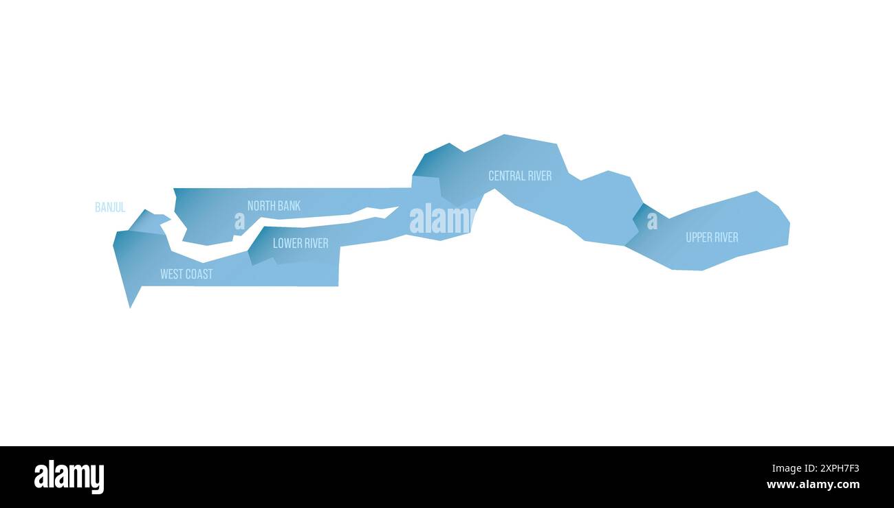 The Gambia political map of administrative divisions - regions and city ...