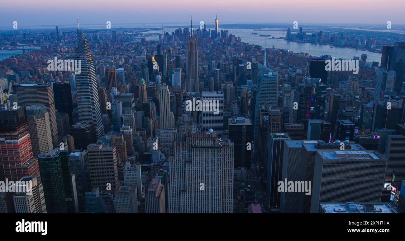 Scenic Aerial New York City Evening View Towards Manhattan Architecture ...