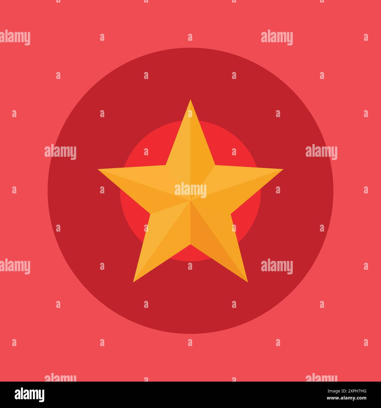 Gold star On Red Ring Frame. Vector Red Border Design Element for ...