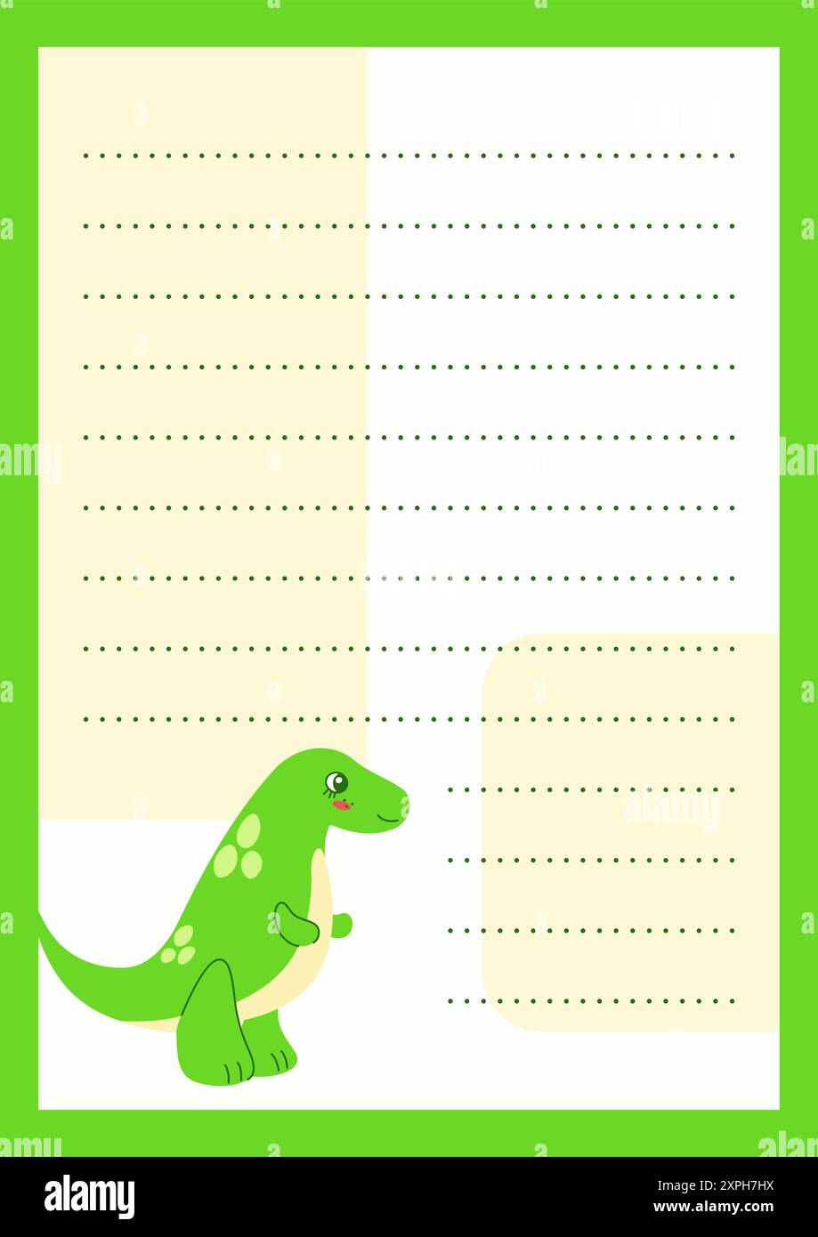 Page vertical template of daily planner design with cute dinosaur. For ...