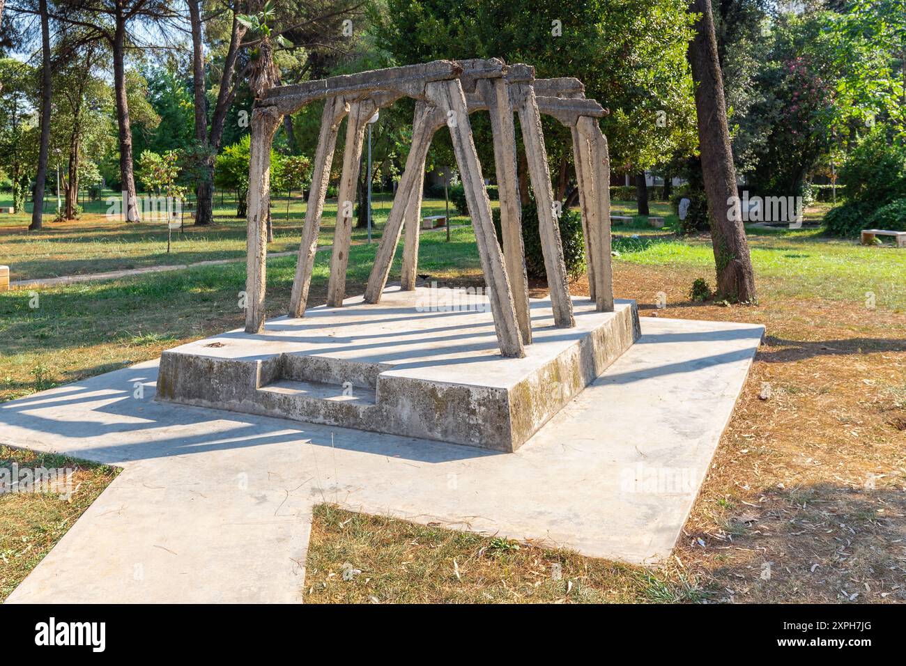 Checkpoint Monument a double monument structure stands at the beginning ...