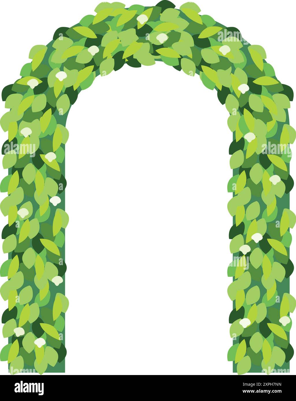 Wedding arch decorated with green leaves and white flowers for a ...