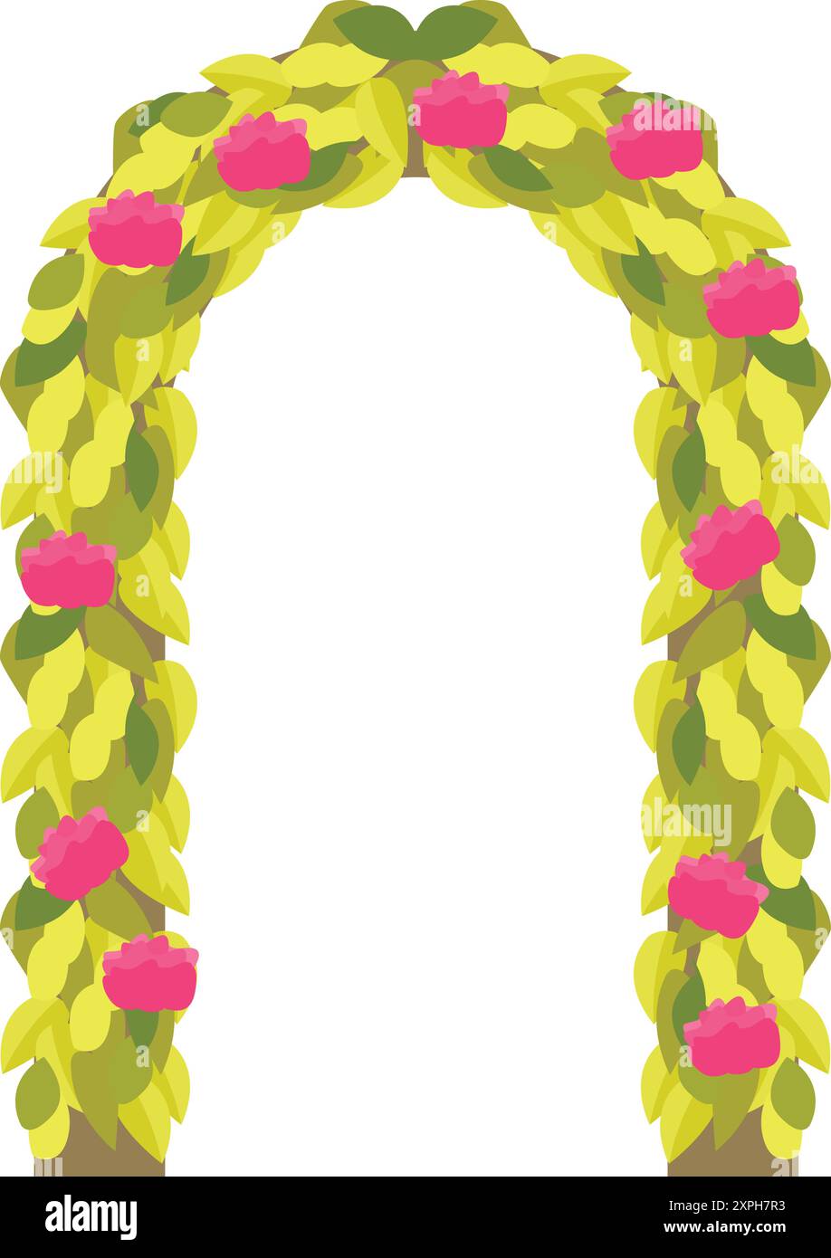 Wedding arch is being decorated with flowers and leaves for a romantic ...