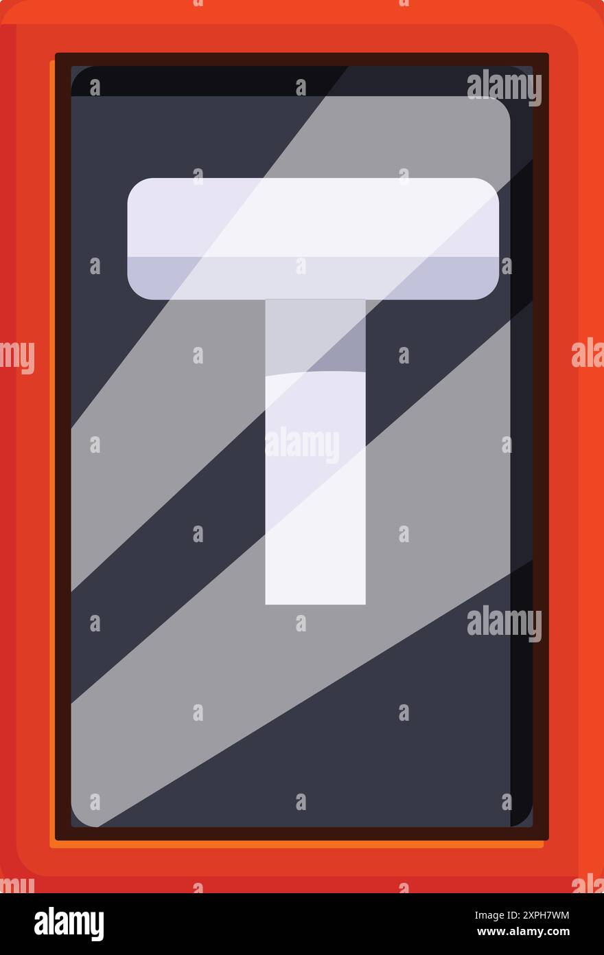 Red emergency box mounted on a wall, featuring a glass protected hammer ...