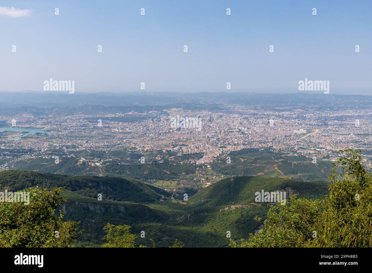 A view over the capital city Tirana. seen from the mount Dajti, the ...