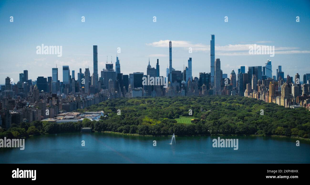 Sunny Weather New York City Aerial Landscape Over Central Park with ...