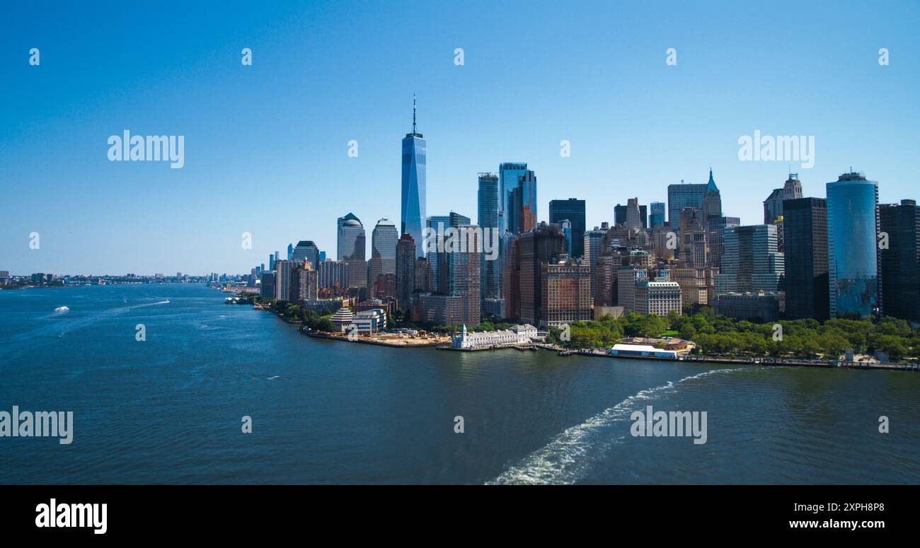 Scenic Aerial New York City View of Lower Manhattan Architecture ...