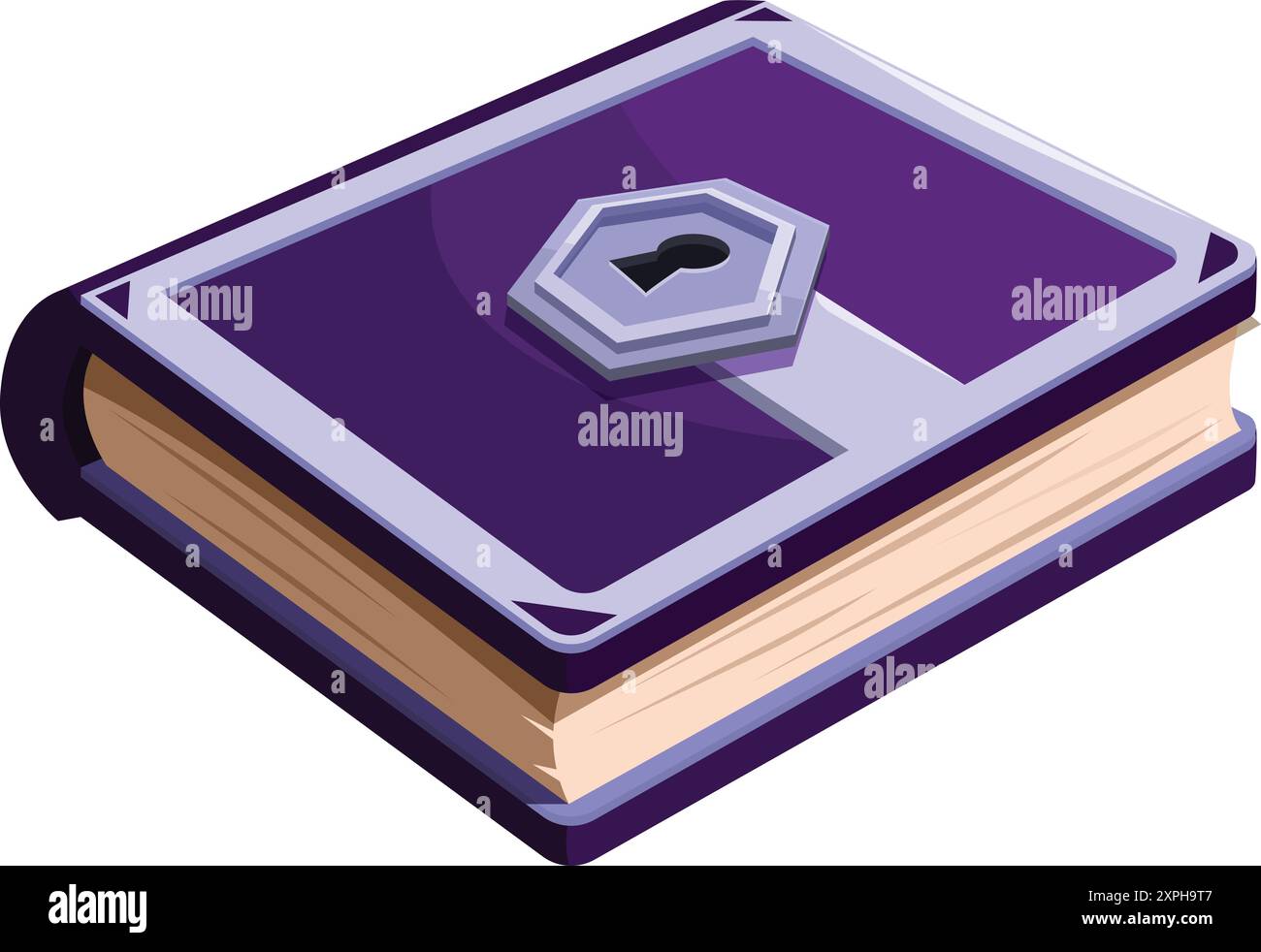 Purple book is laying closed and locked, protecting secrets from being ...