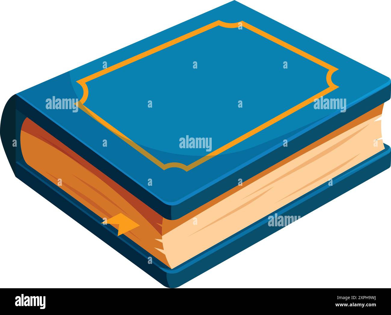 Thick blue hardcover book with gold trim lying open showing yellowed ...