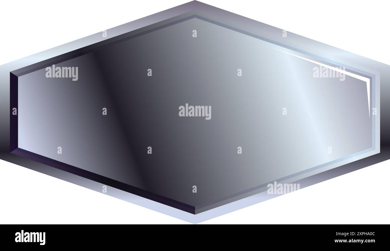 Silver hexagon shape with beveled edges is providing copy space on a ...