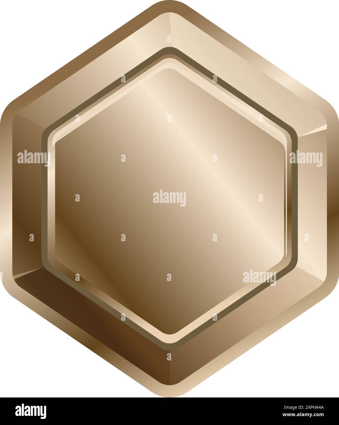 Sleek and modern gold hexagon button with a metallic frame, providing ...