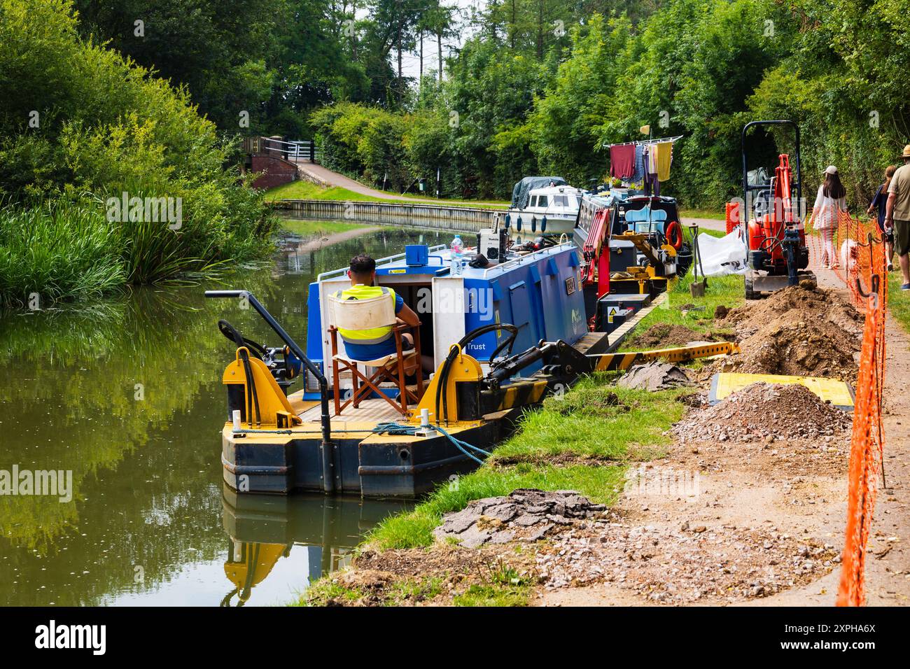 Canal and River Trust work barge at Foxton locks staircase flight ...
