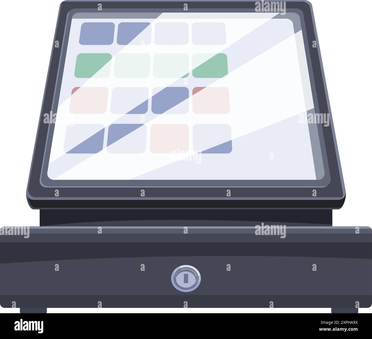 Modern pos terminal with touch screen showing interface for accepting ...