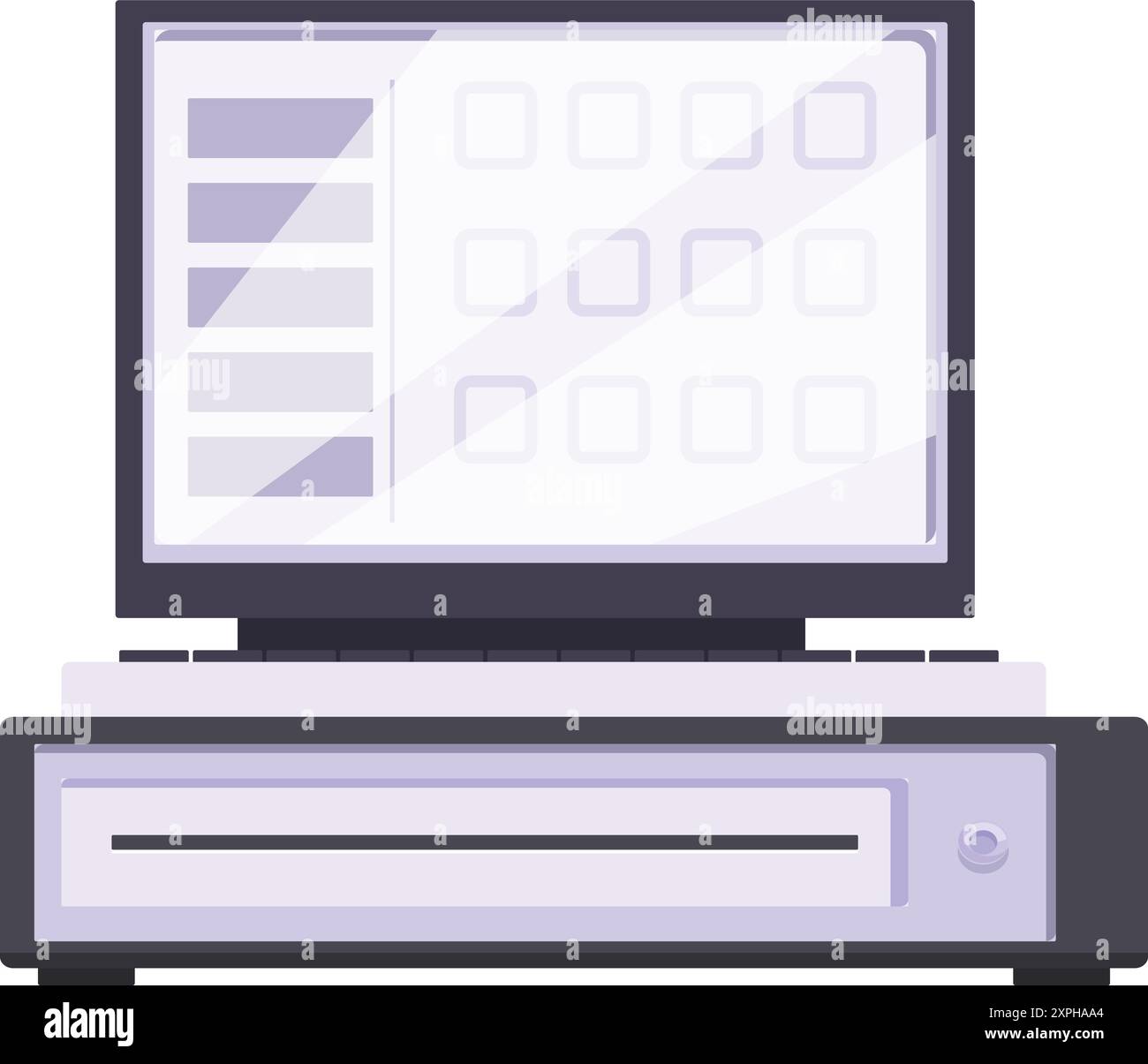 Illustration of a cash register with a monitor, used in a supermarket ...