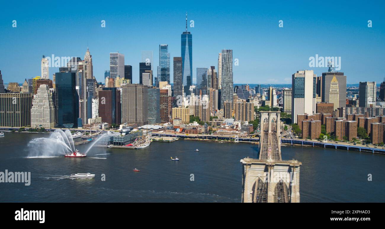 Iconic New York City Landscape Over East River with Skyscrapers ...
