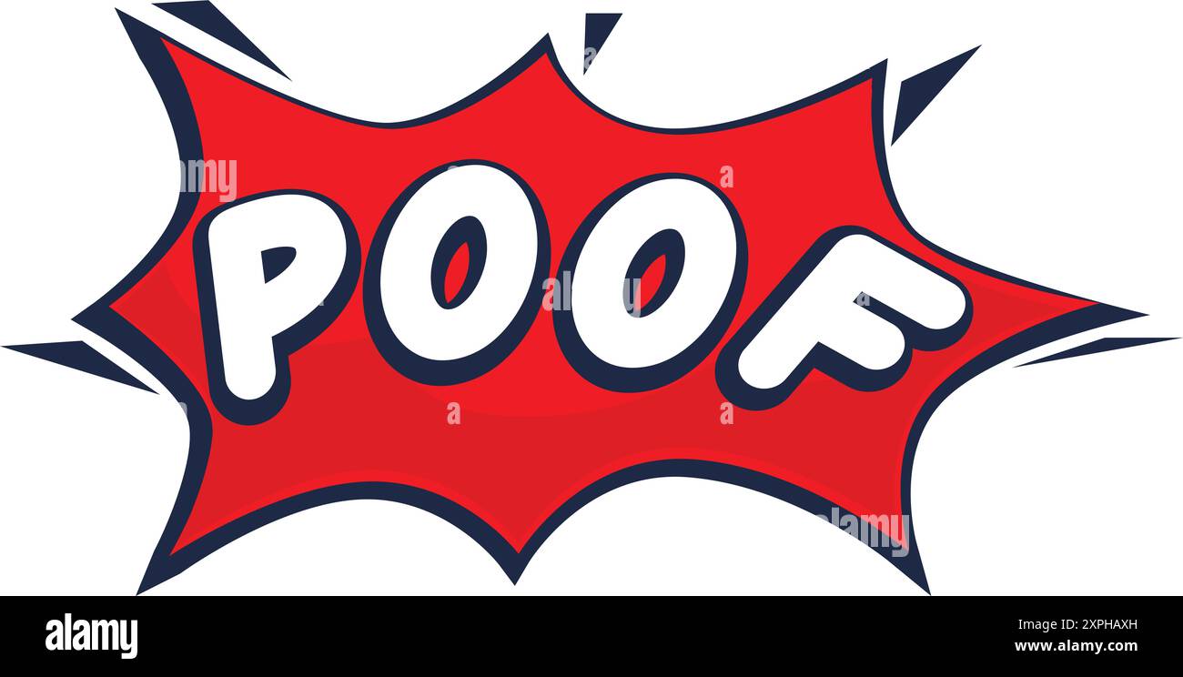 Cartoon burst shape with the word poof is exploding with a loud sound ...