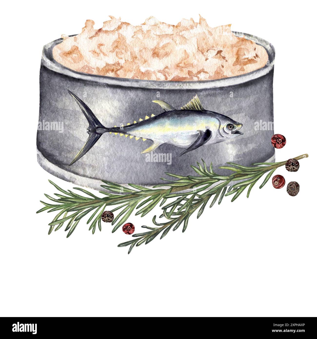 Canned tuna solid chunks served with pepper Stock Photo - Alamy