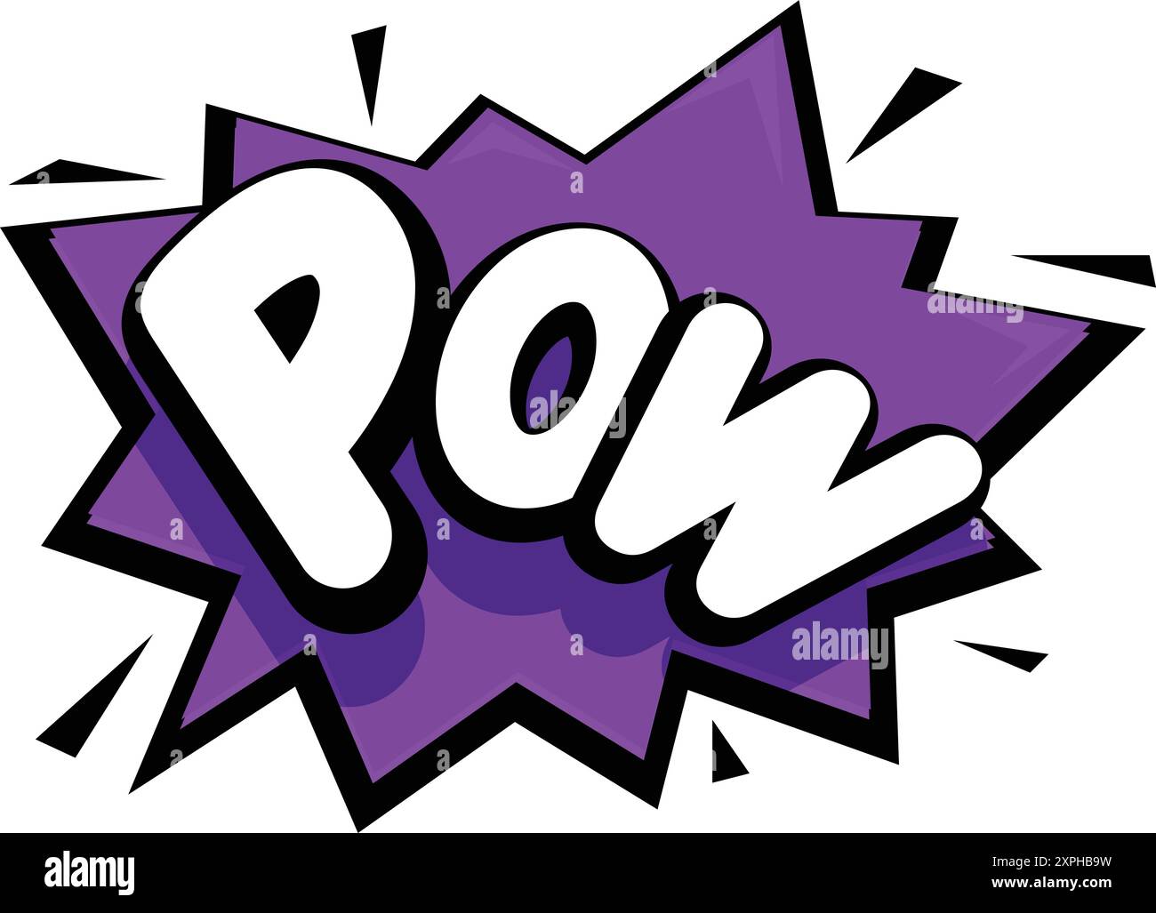 Purple and white cartoon pow comic book style expression with a ...